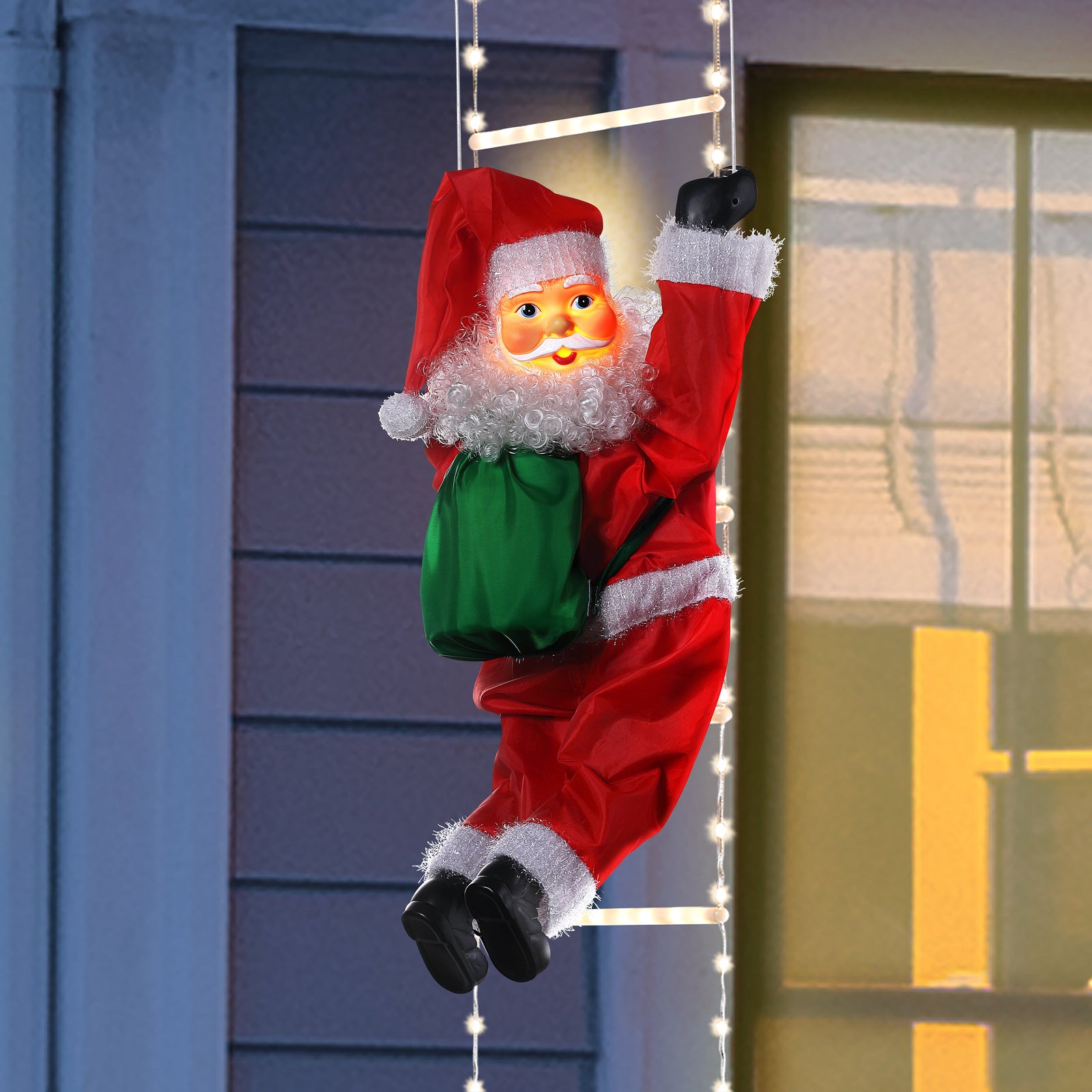 10 ft. Animated Climbing Santa Rope Ladder | Mr. Christmas