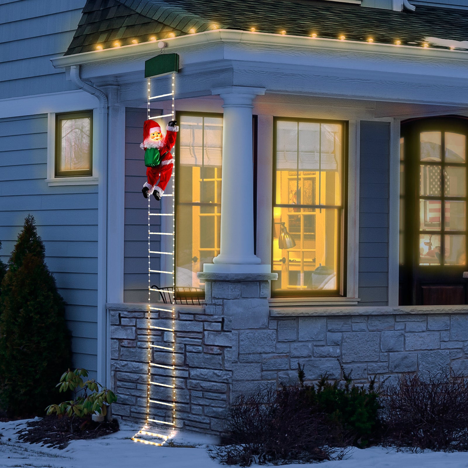 10 ft. Animated Climbing Santa Rope Ladder | Mr. Christmas