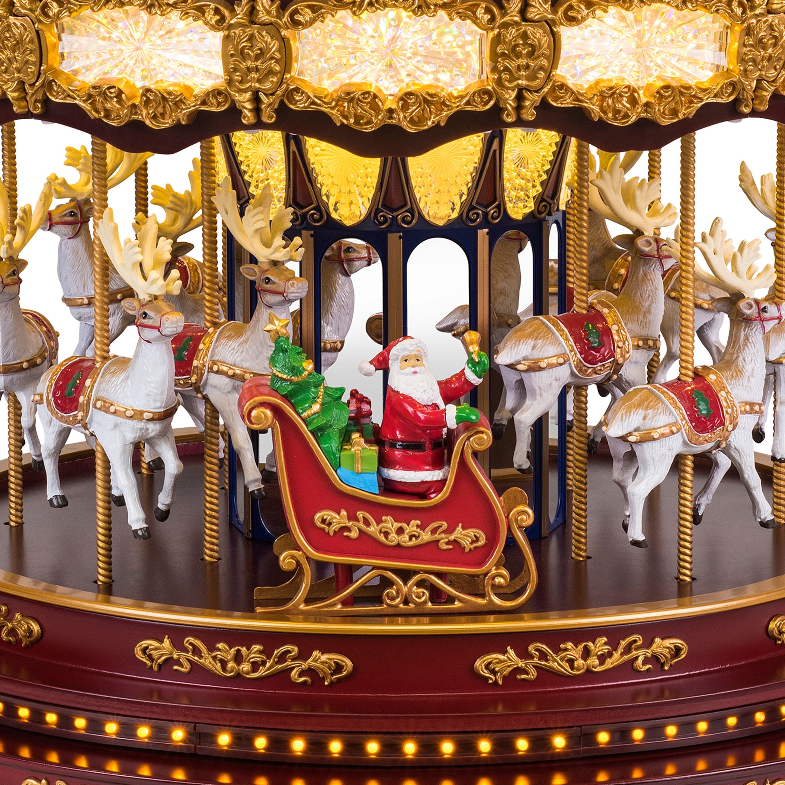 17 in. Deluxe Christmas Carousel - Santa | Reindeer | Musical | LEDs ...