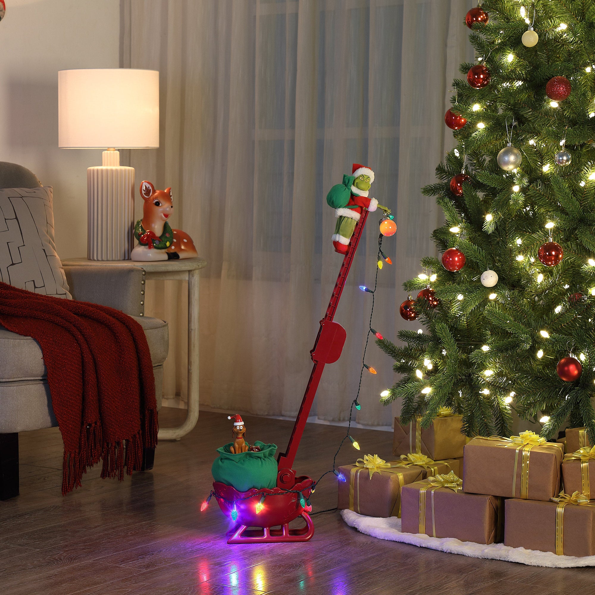 34" Grinch Animated Utility Sleigh - Dr. Seuss | Mr. Christmas