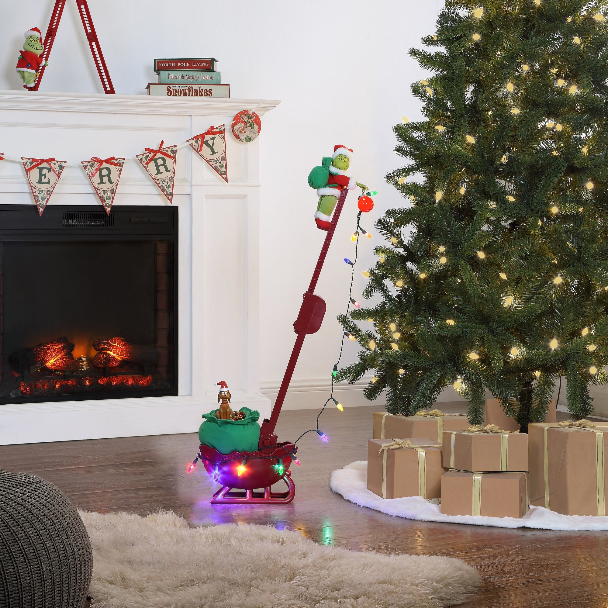 34" Grinch Animated Utility Sleigh - Dr. Seuss | Mr. Christmas