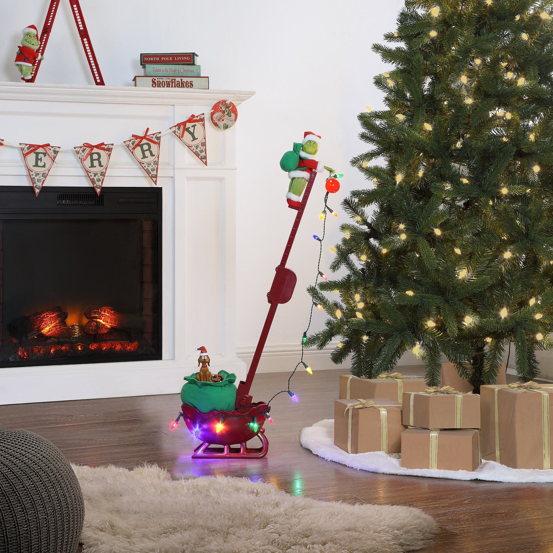 34" Grinch Animated Utility Sleigh - Dr. Seuss | Mr. Christmas