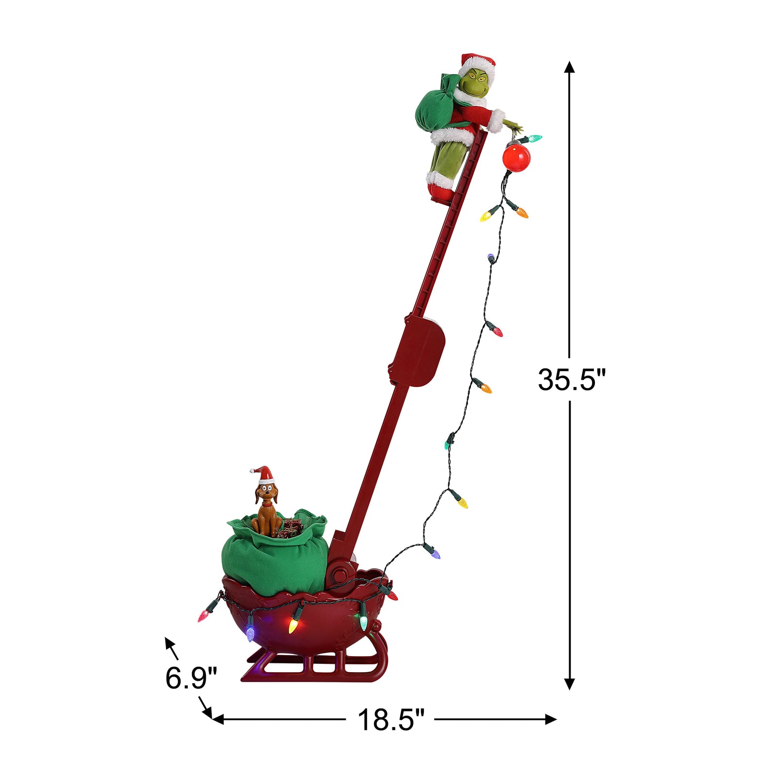 34" Grinch Animated Utility Sleigh - Dr. Seuss | Mr. Christmas