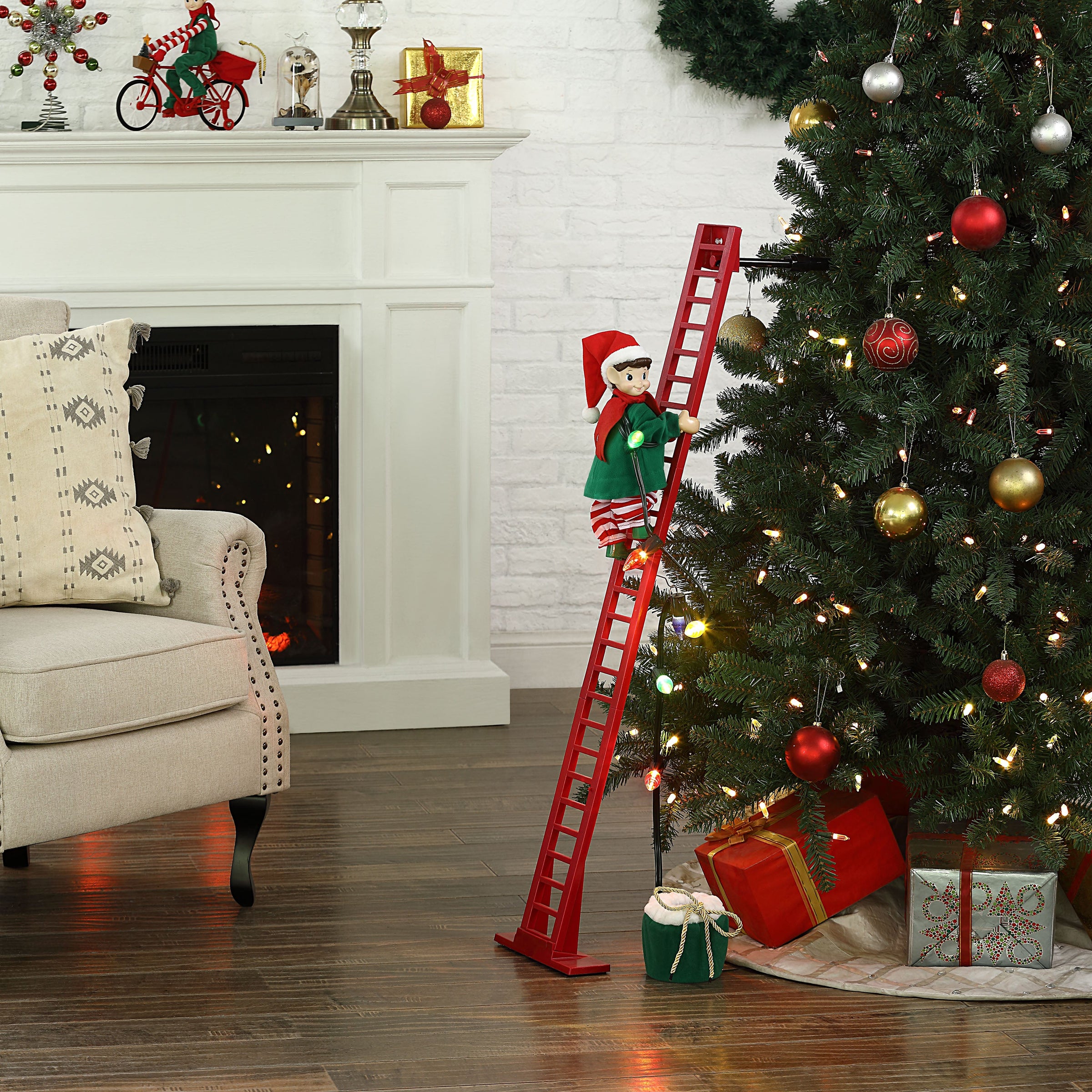 43 in. Animated Ladder Climbing Elf with LED Lights | Mr. Christmas
