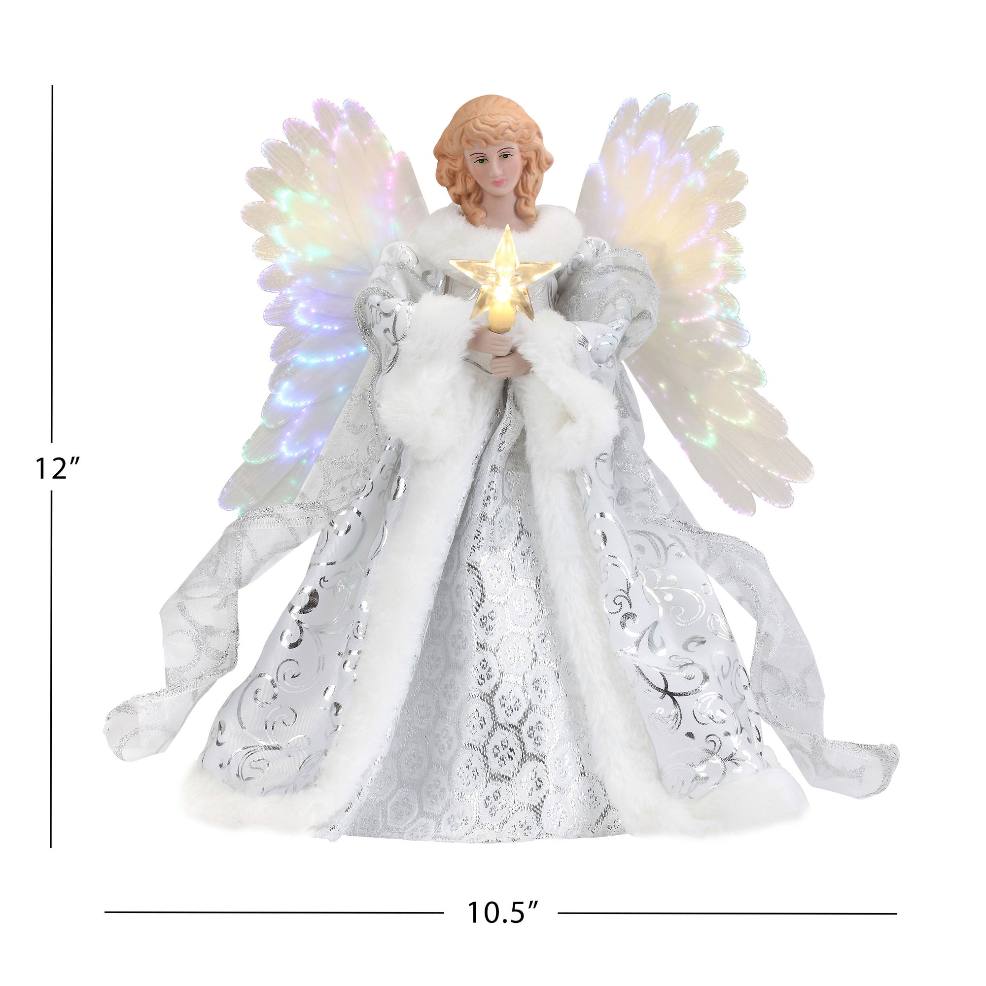 12" Animated Angel Tree Topper with Moving Fiber-Optic Wings | Mr ...