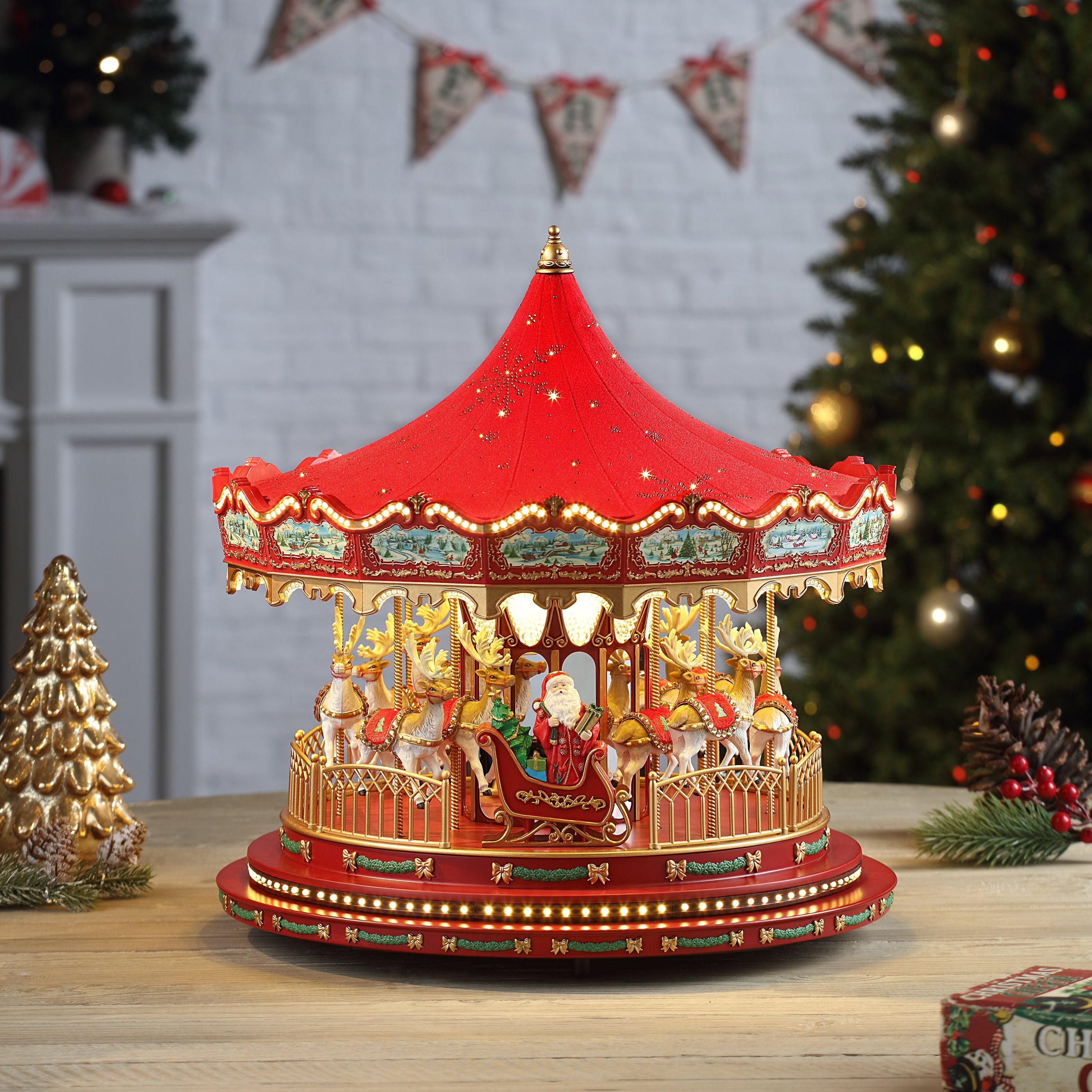 17 in. Animated Deluxe Snowflake Crystal Carousel - Red – Mr. Christmas
