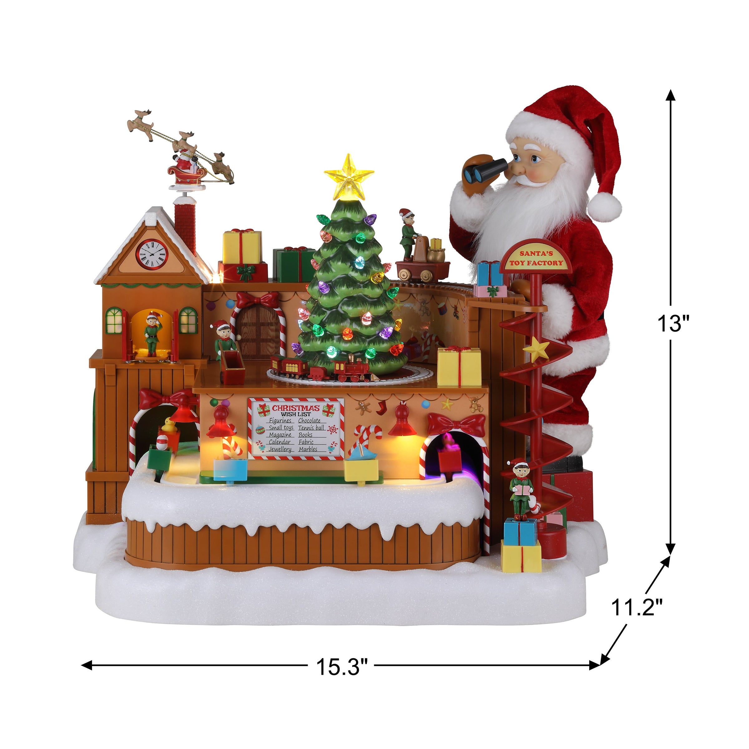 15" Animated Santa's Toy Factory - 8 Effects | Mr. Christmas