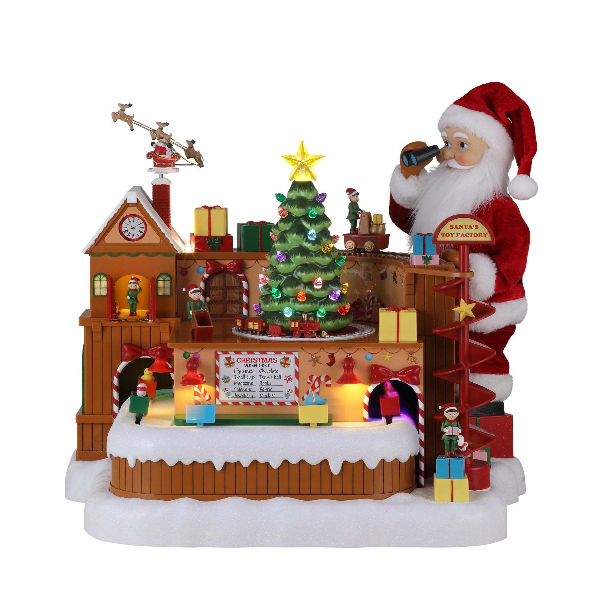 15" Animated Santa's Toy Factory - 8 Effects | Mr. Christmas