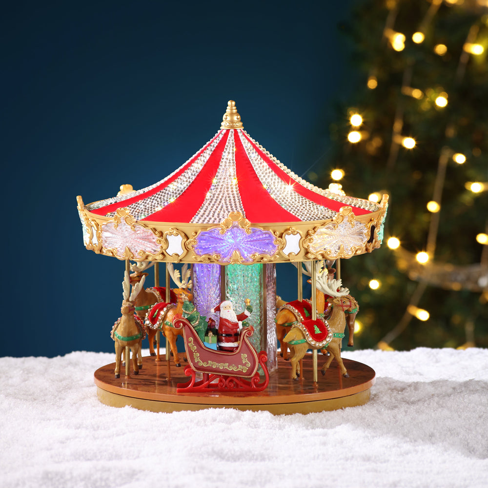 12 in. Animated Crystal Very Merry Carousel – Mr. Christmas