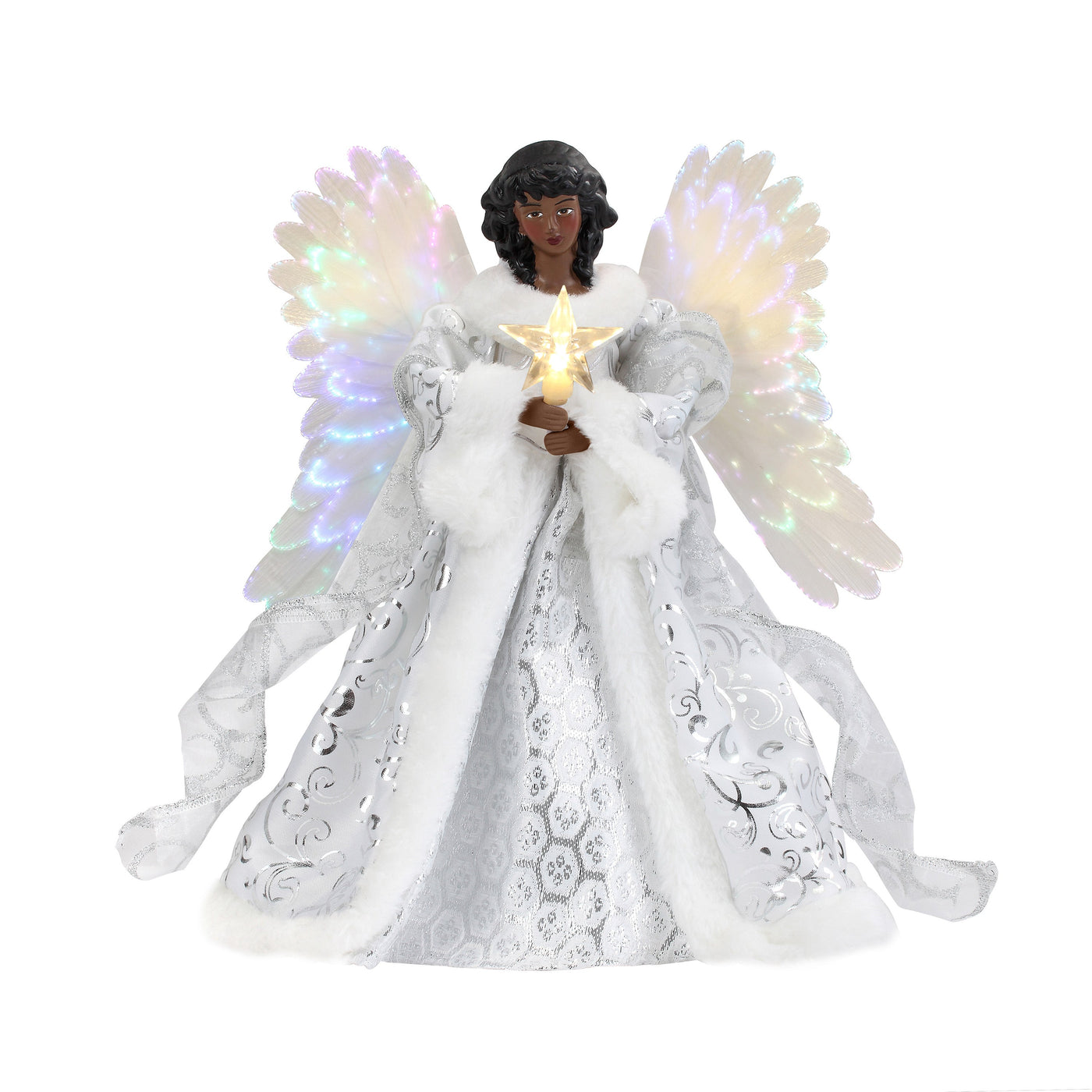 12 in. Animated Black Angel Fiber-Optic Christmas Tree Topper | Mr ...