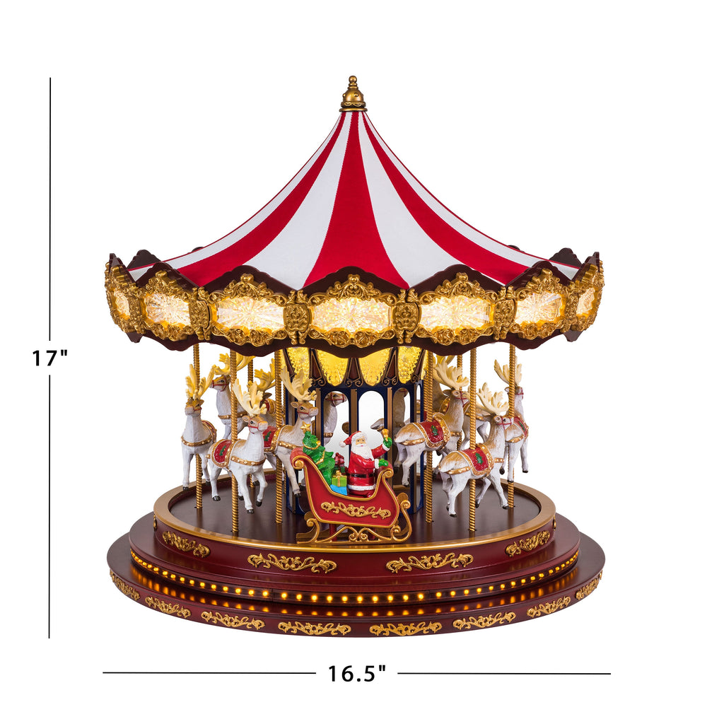 17 in. Deluxe Christmas Carousel - Santa | Reindeer | Musical | LEDs ...
