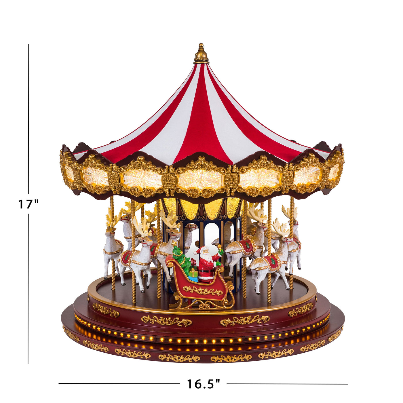 17 in. Deluxe Christmas Carousel - Santa | Reindeer | Musical | LEDs ...