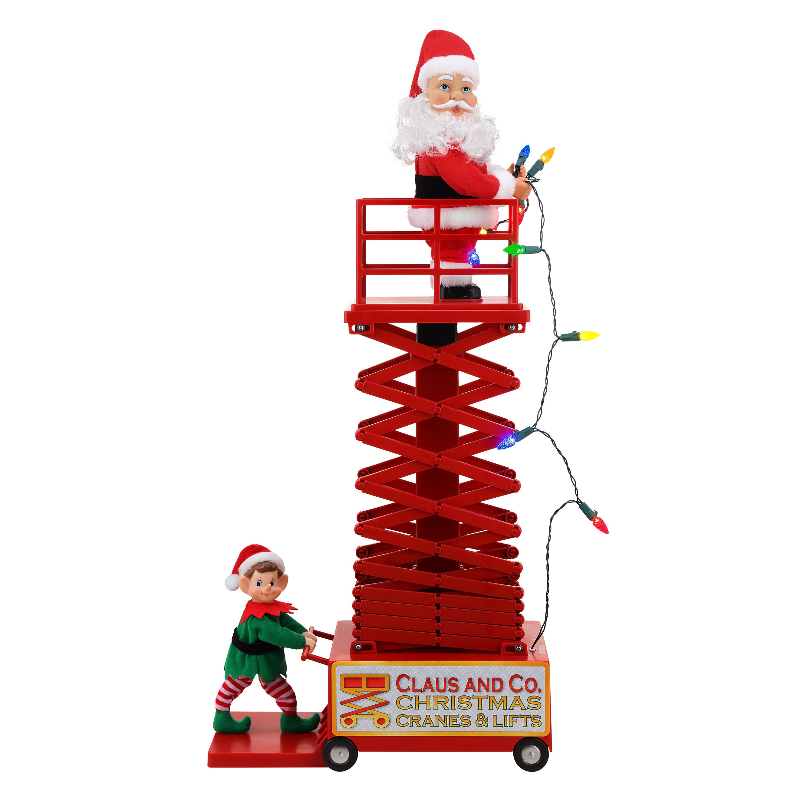 50" Animated Santa's Lift with Elf & LED Lights | Mr. Christmas