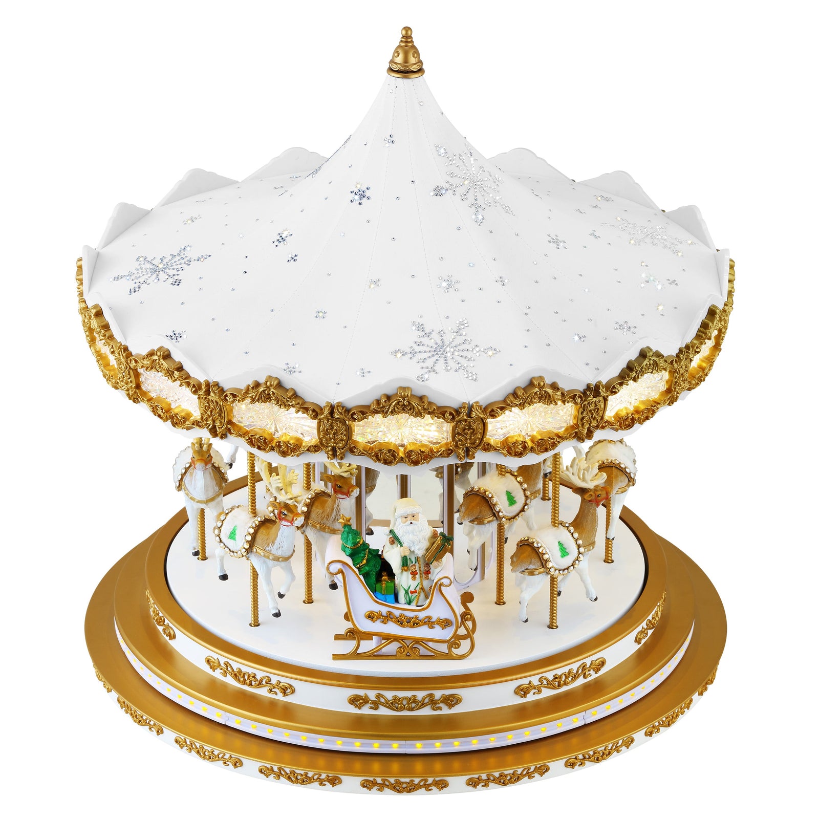 17" Animated Snowflake Crystal Carousel | 1000+ Crystals | Music | LEDs ...