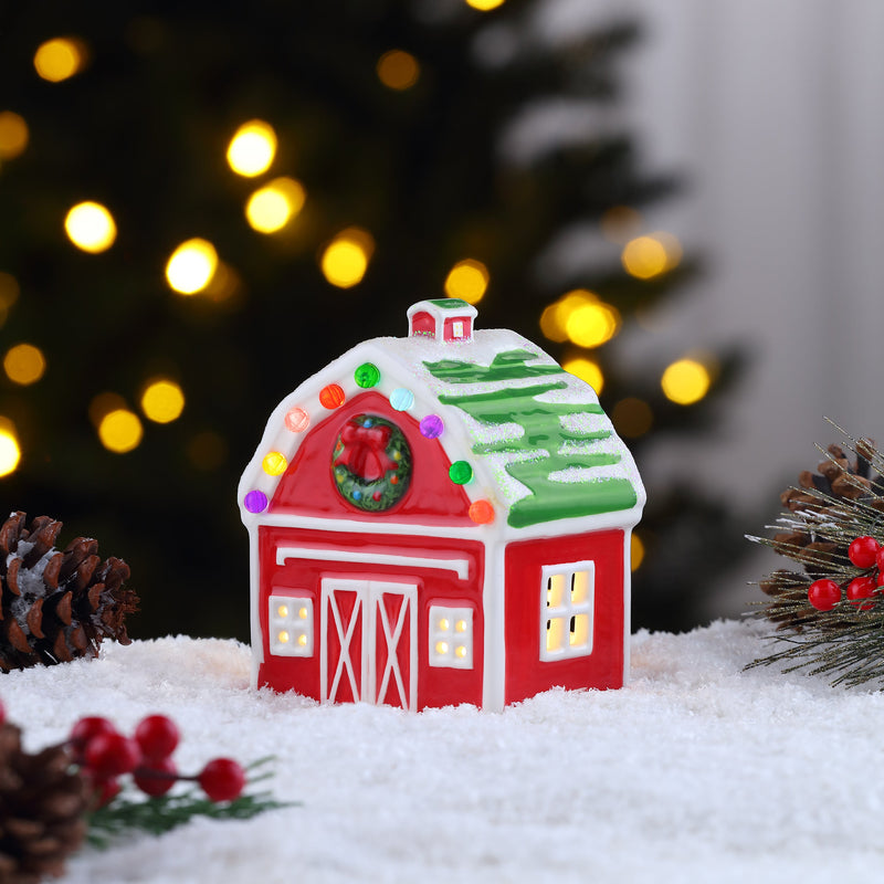 Nostalgic Ceramic Christmas Village Barn | Mr. Christmas