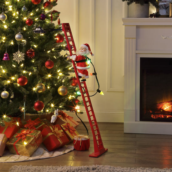 43 in. Animated Ladder Climbing Sculpted White Santa – Mr. Christmas